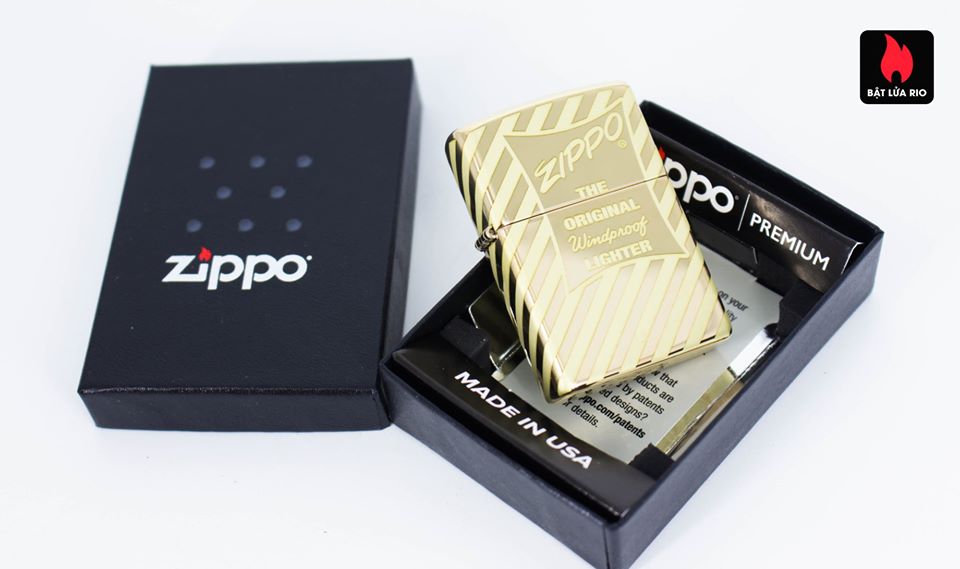 Zippo 49075 - Zippo Vintage Zippo Box Top High Polish Solid Brass