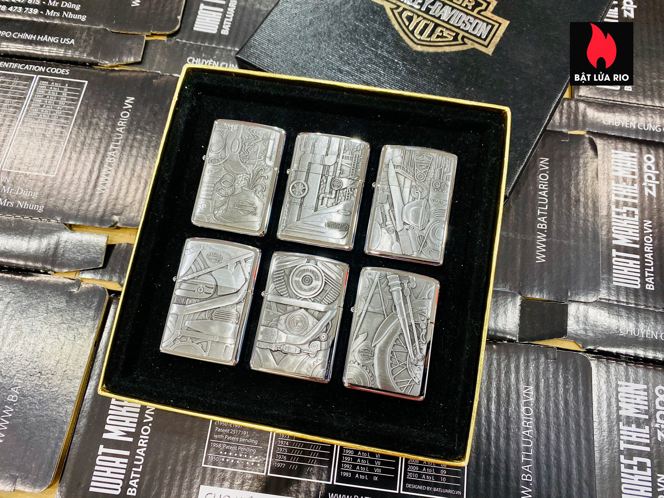 Bật Lửa Zippo Set 1996 – Harley Davidson Pewter Puzzle Zippo Lighter ...
