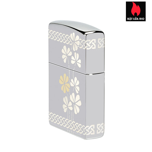 Zippo 48586 - Zippo Laser 360° Clover Design High Polish Chrome
