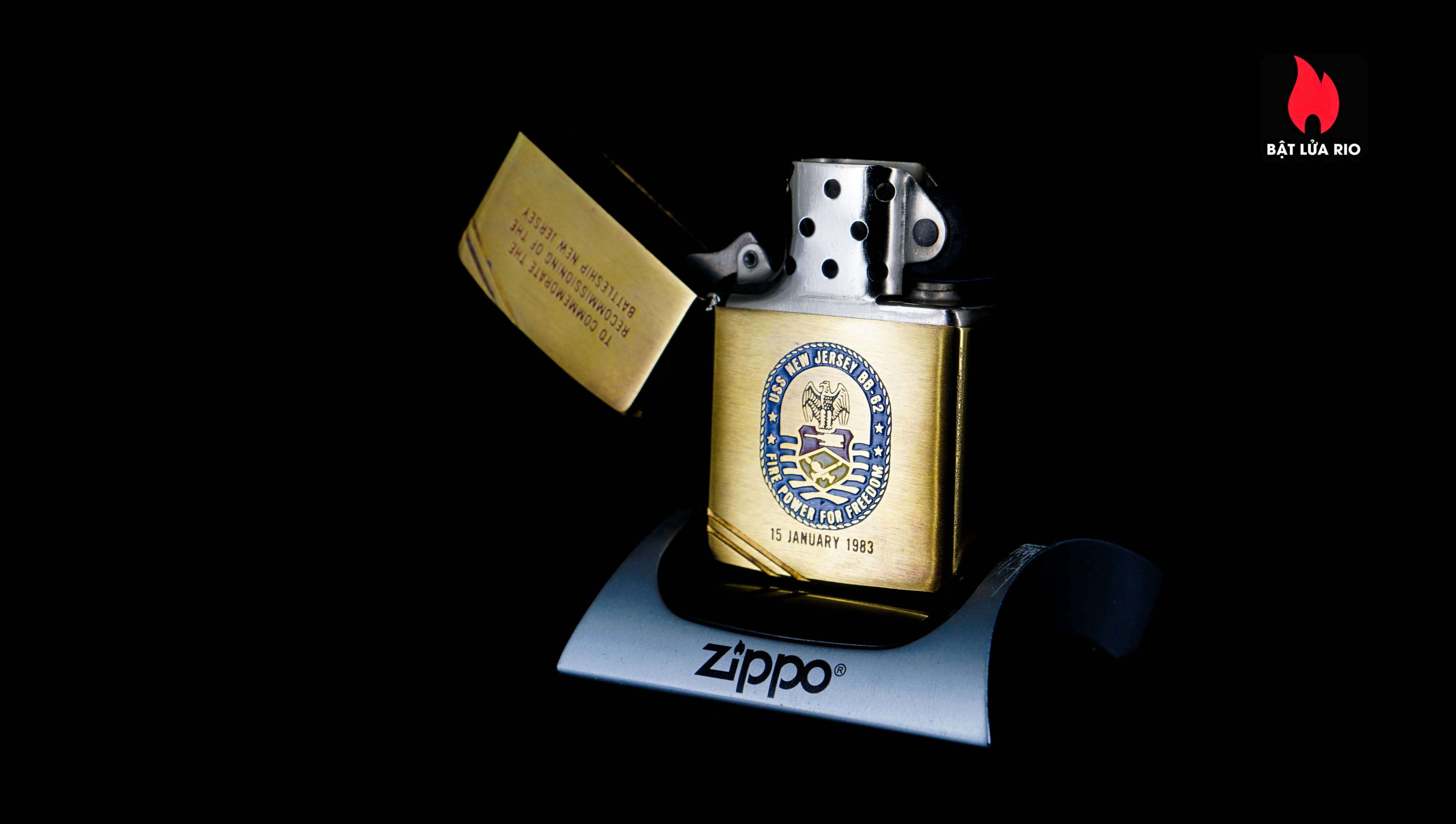 Zippo Chu Niên 1932-1982 – Đồng Nguyên Khối – USS New Jersey BB-62 – Big J