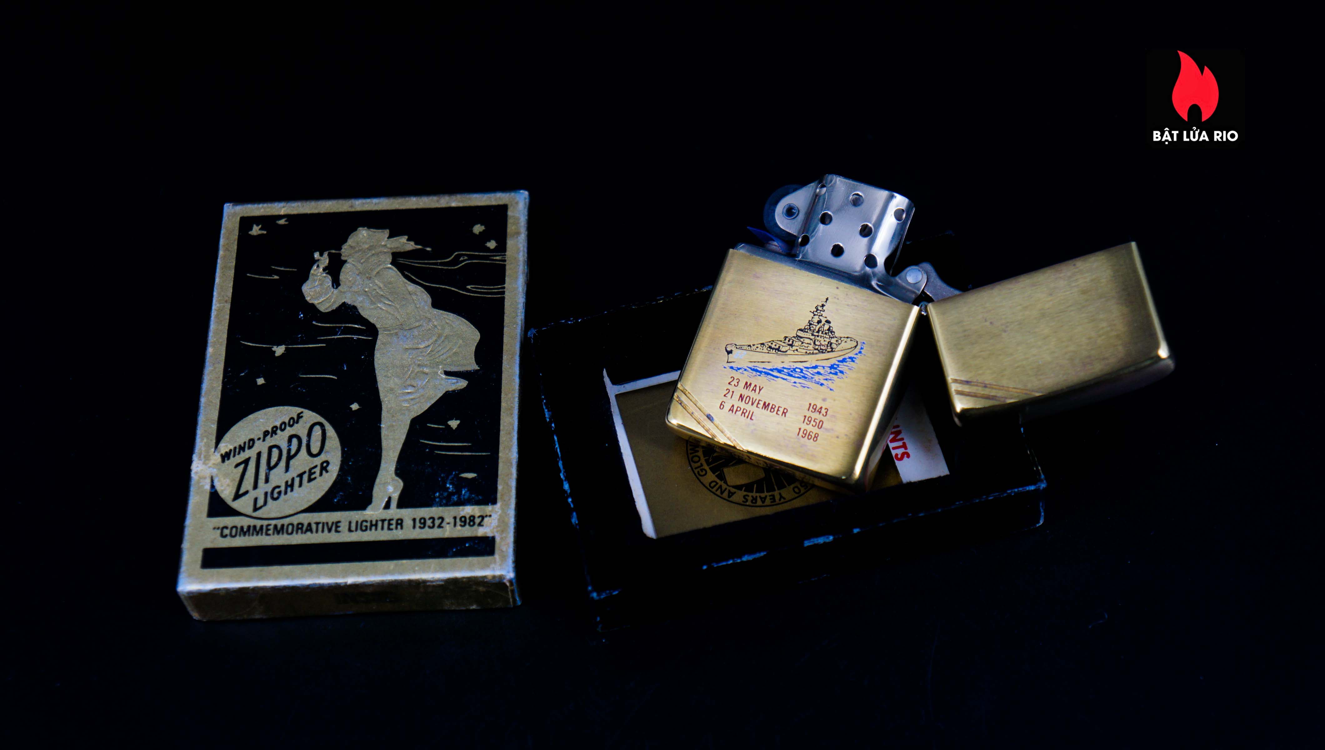 Zippo Chu Niên 1932-1982 – Đồng Nguyên Khối – USS New Jersey BB-62 – Big J