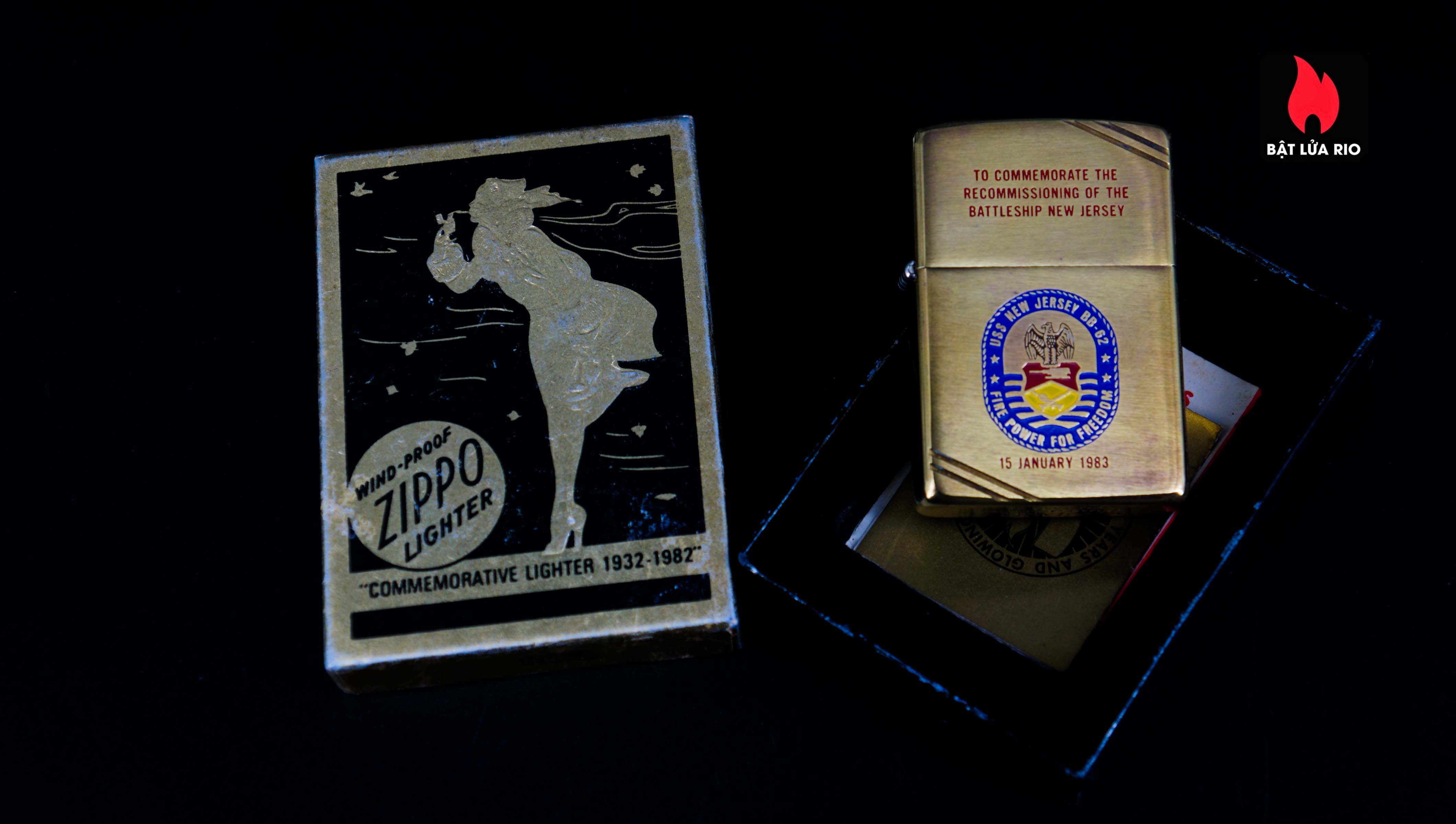 Zippo Chu Niên 1932-1982 – Đồng Nguyên Khối – USS New Jersey BB-62 – Big J