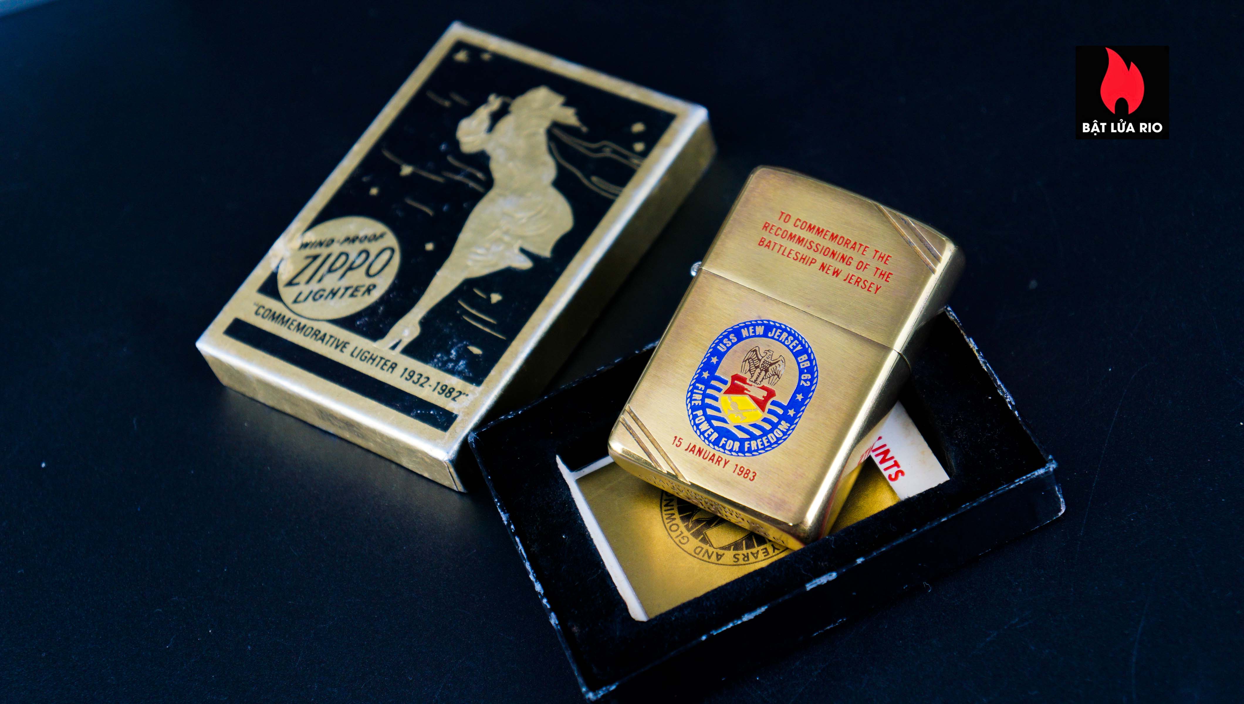 Zippo Chu Niên 1932-1982 – Đồng Nguyên Khối – USS New Jersey BB-62 – Big J