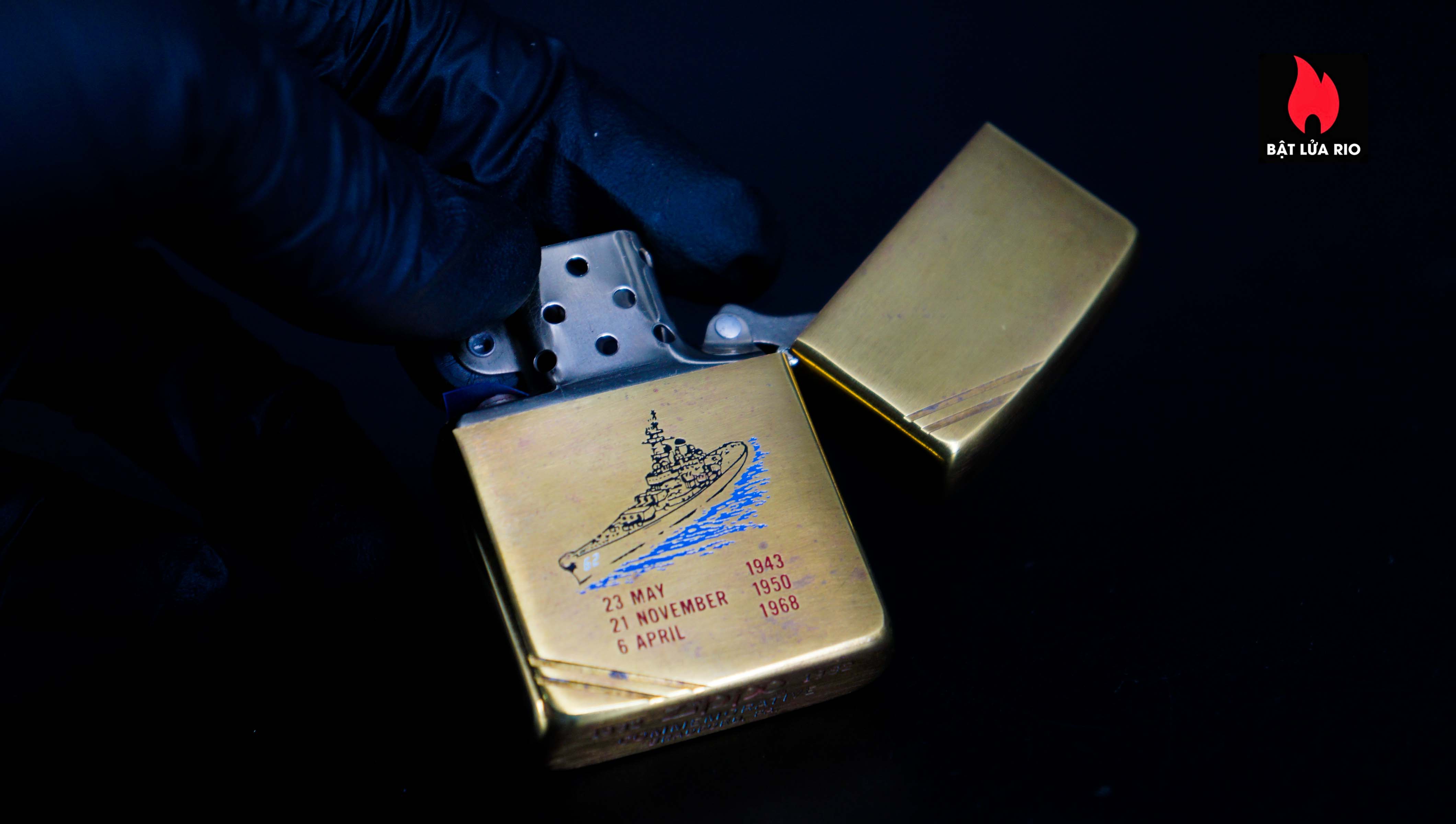 Zippo Chu Niên 1932-1982 – Đồng Nguyên Khối – USS New Jersey BB-62 – Big J