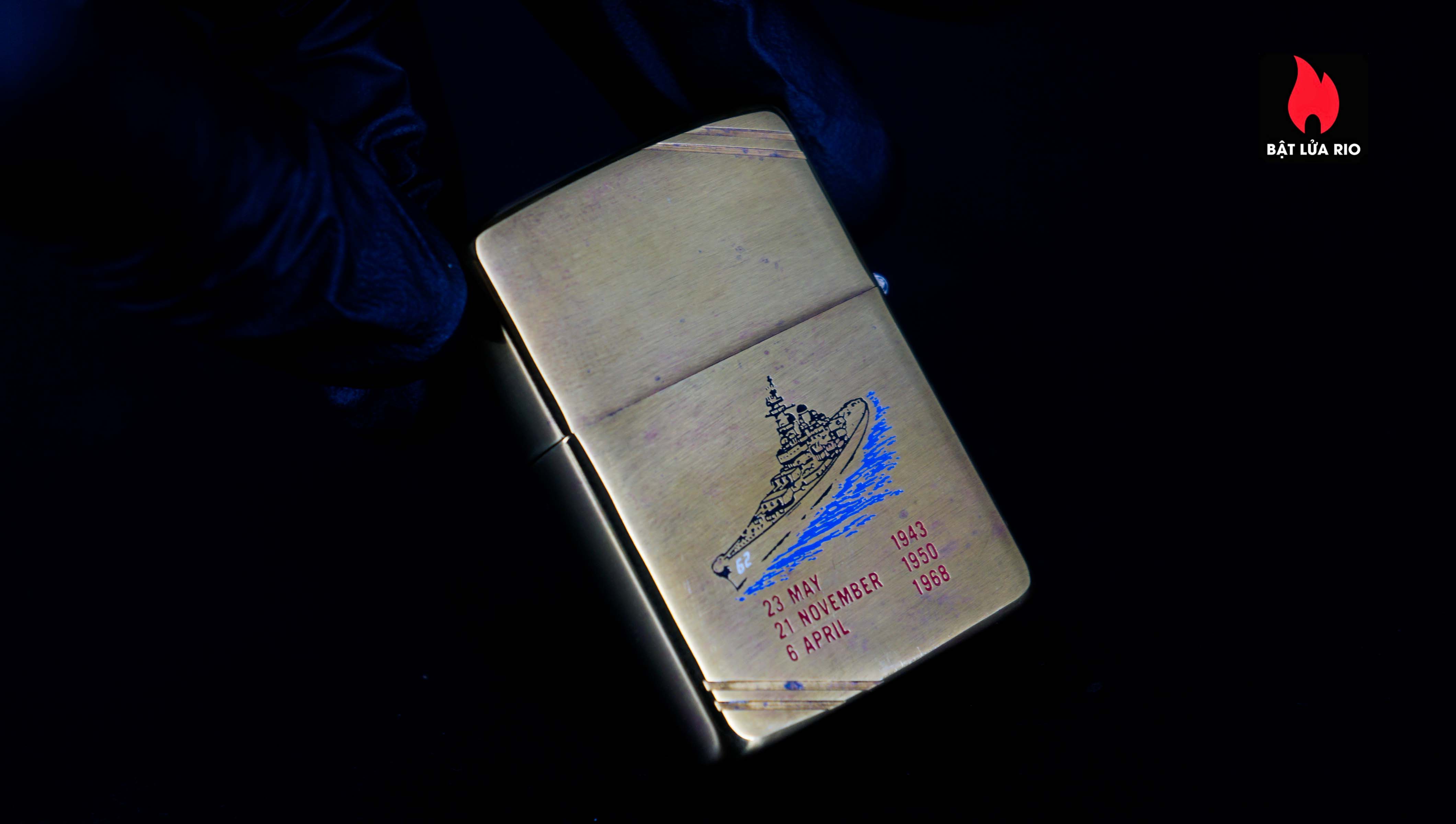 Zippo Chu Niên 1932-1982 – Đồng Nguyên Khối – USS New Jersey BB-62 – Big J