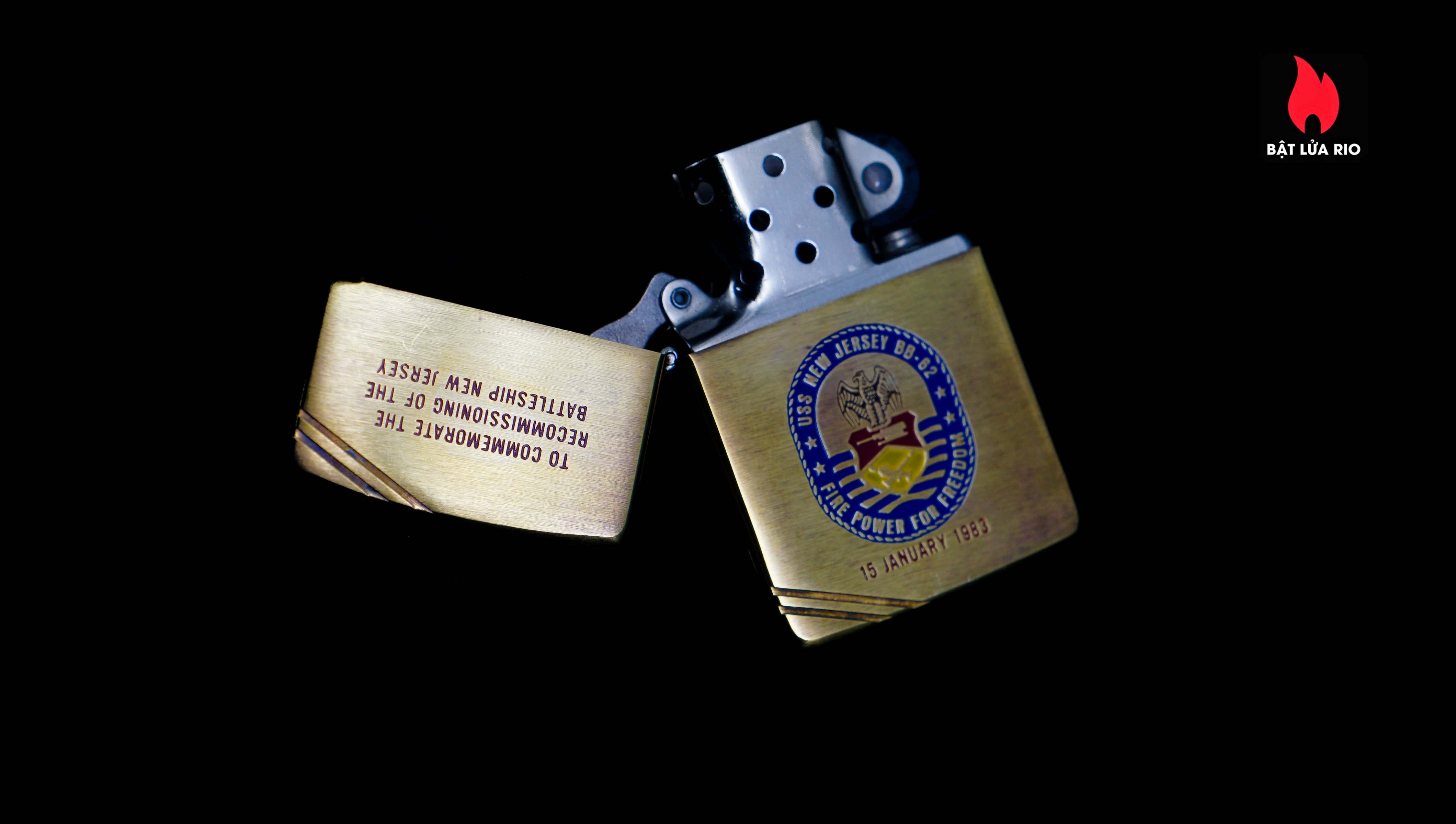 Zippo Chu Niên 1932-1982 – Đồng Nguyên Khối – USS New Jersey BB-62 – Big J