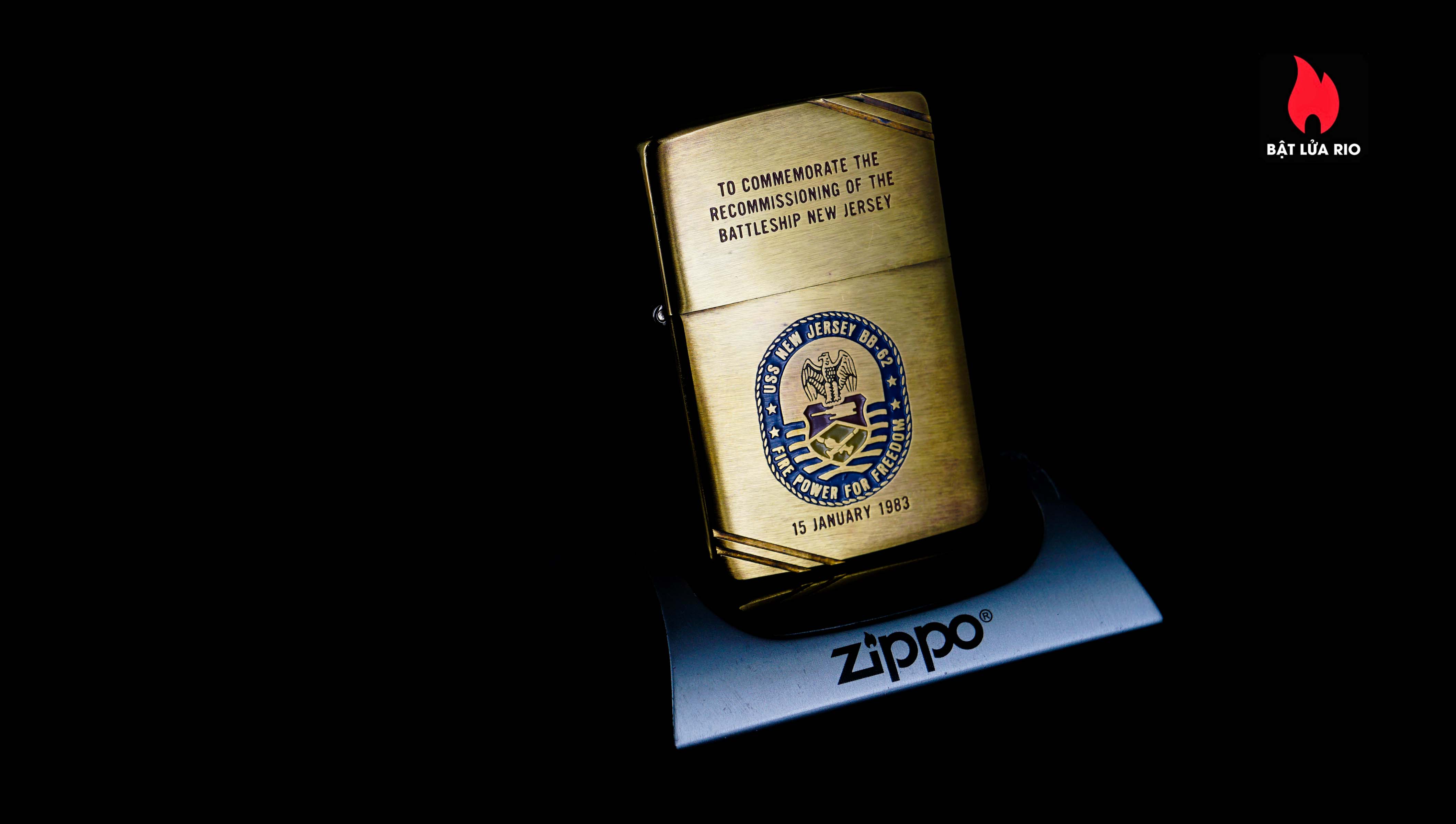 Zippo Chu Niên 1932-1982 – Đồng Nguyên Khối – USS New Jersey BB-62 – Big J