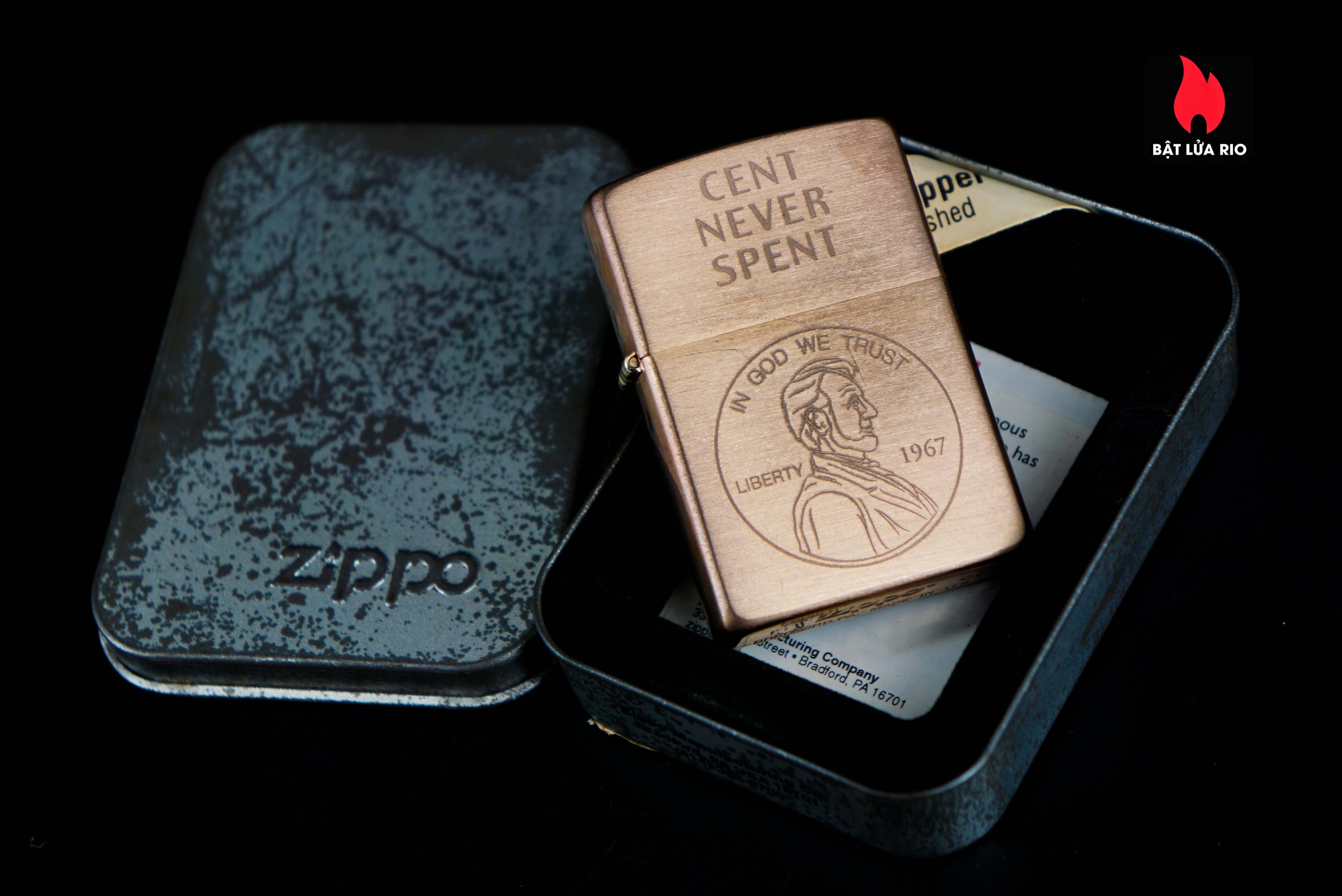 Zippo Solid Copper 2003 – Cent Never Spent – Đồng Đỏ 2003